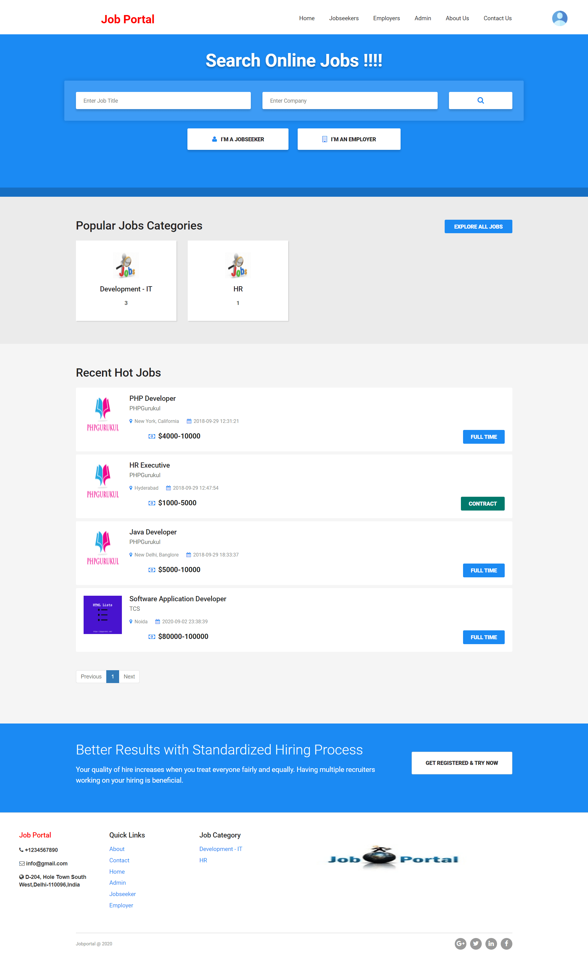 Job Portal Project in PHP Free Download , PHP Job Portal Project