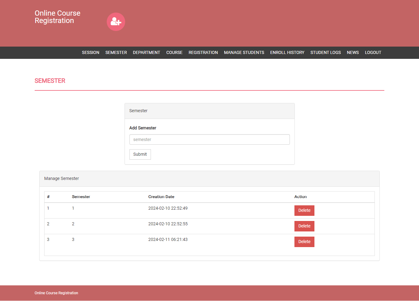 Online Course Registration Free Download ,Online Course Registration in php