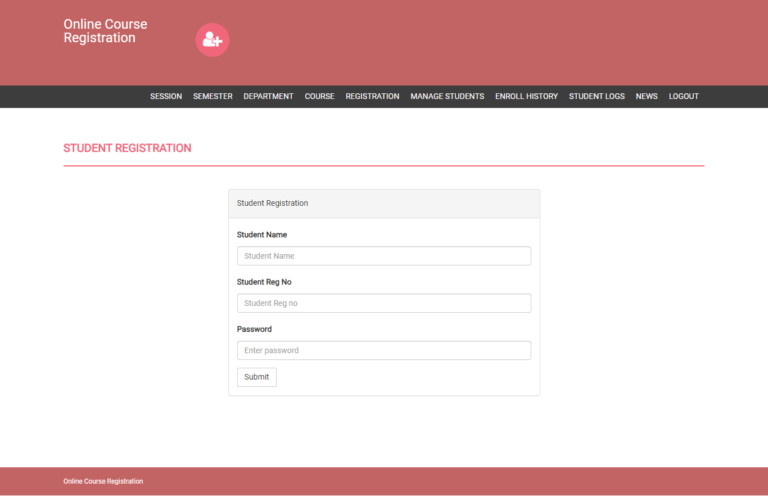Online Course Registration Free Download ,Online Course Registration in php
