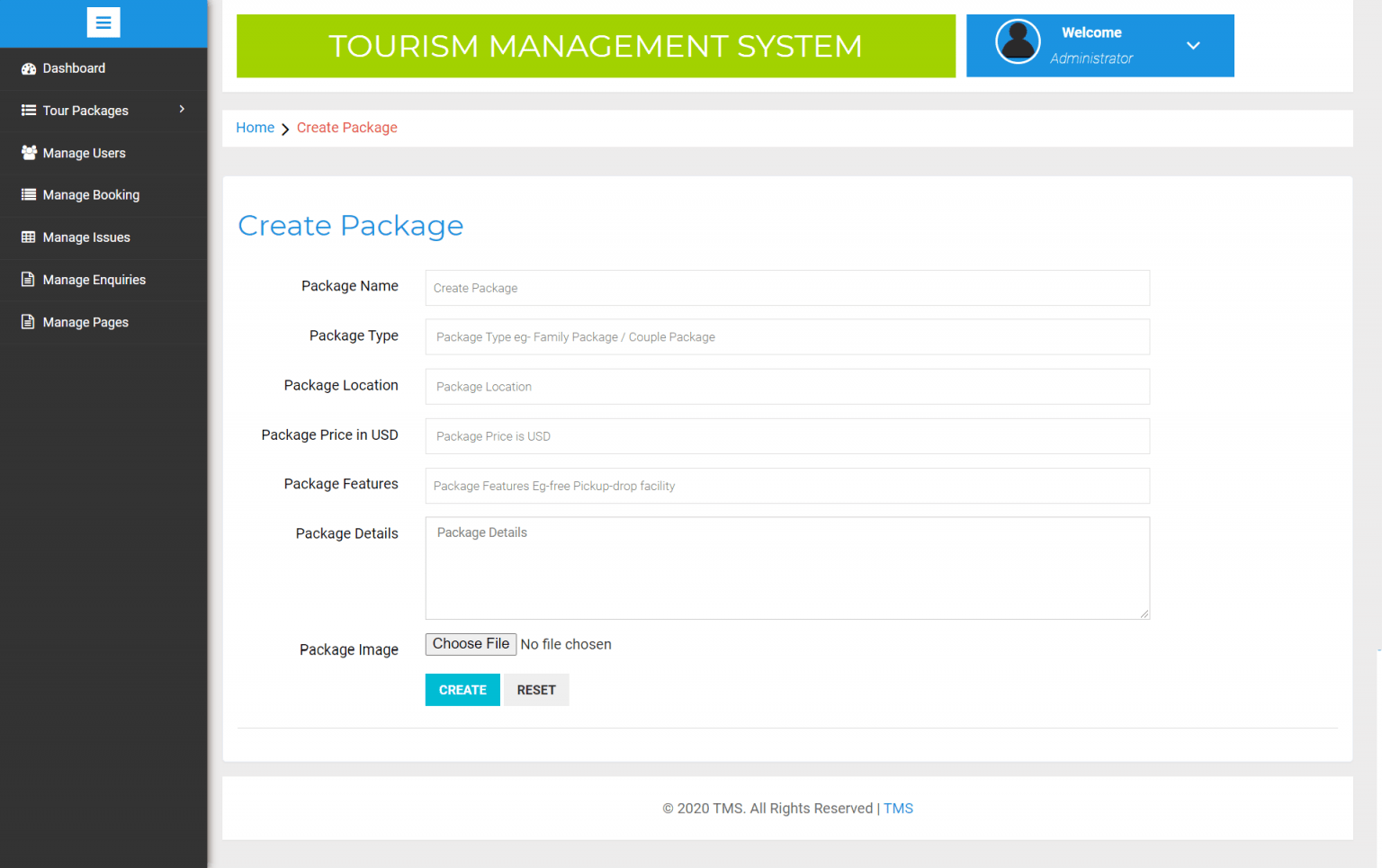 Tourism Management System in php free download With Source Code