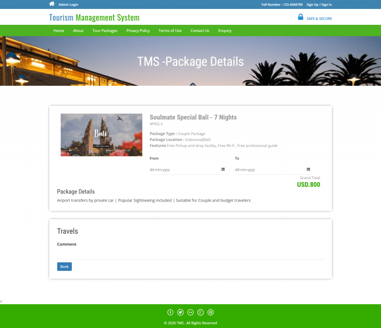 Tourism Management System in php free download With Source Code