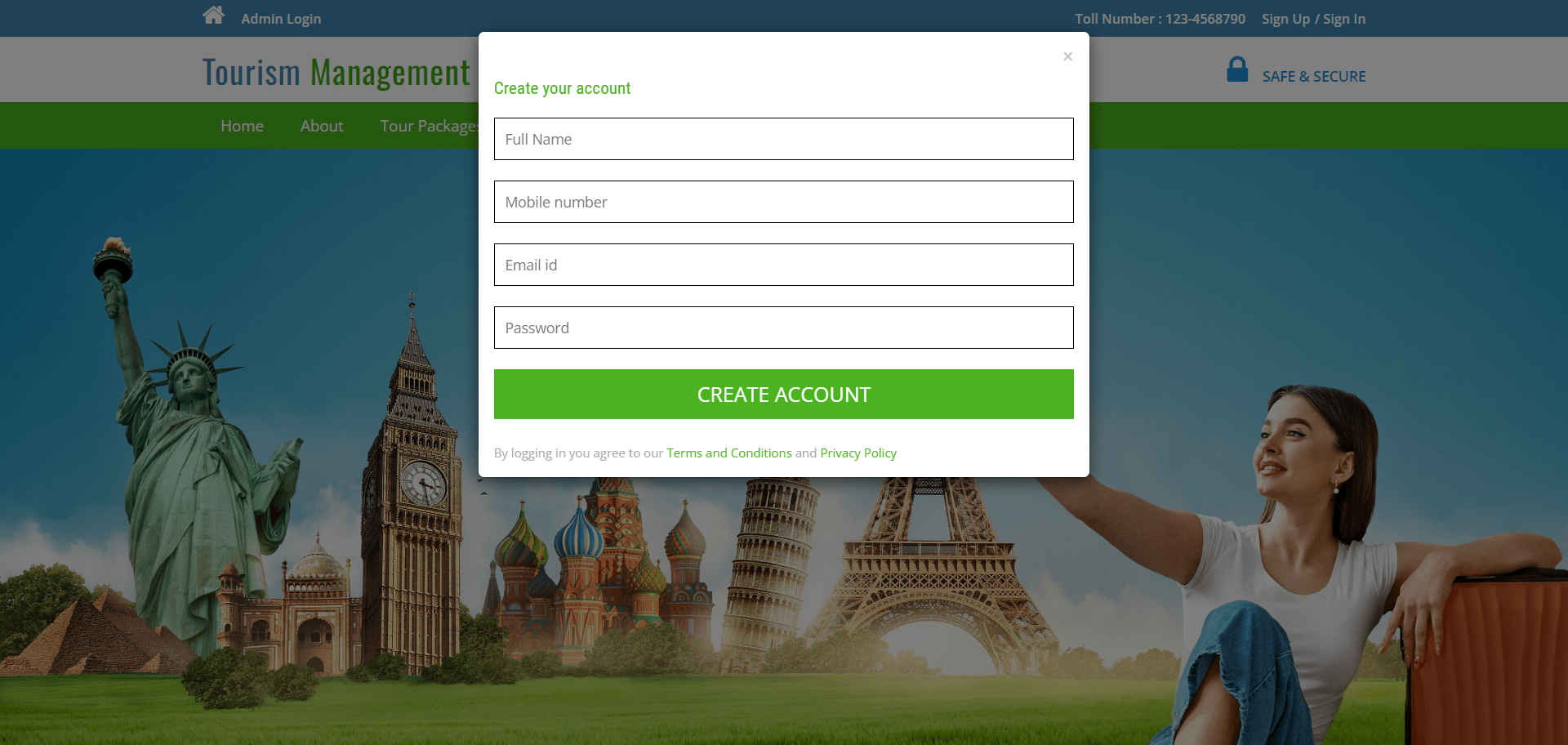 Tourism Management System in php free download With Source Code