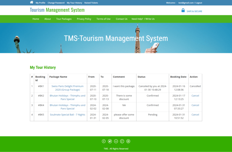 Tourism Management System in php free download With Source Code