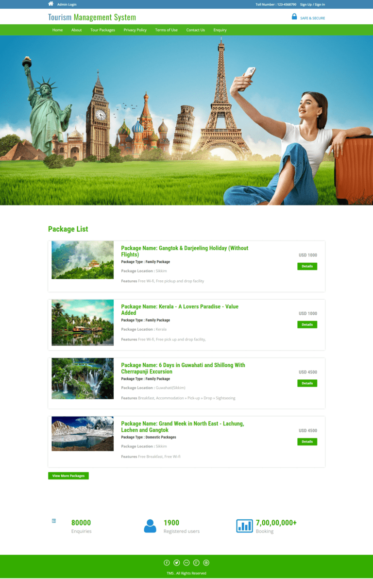 Tourism Management System in php free download With Source Code