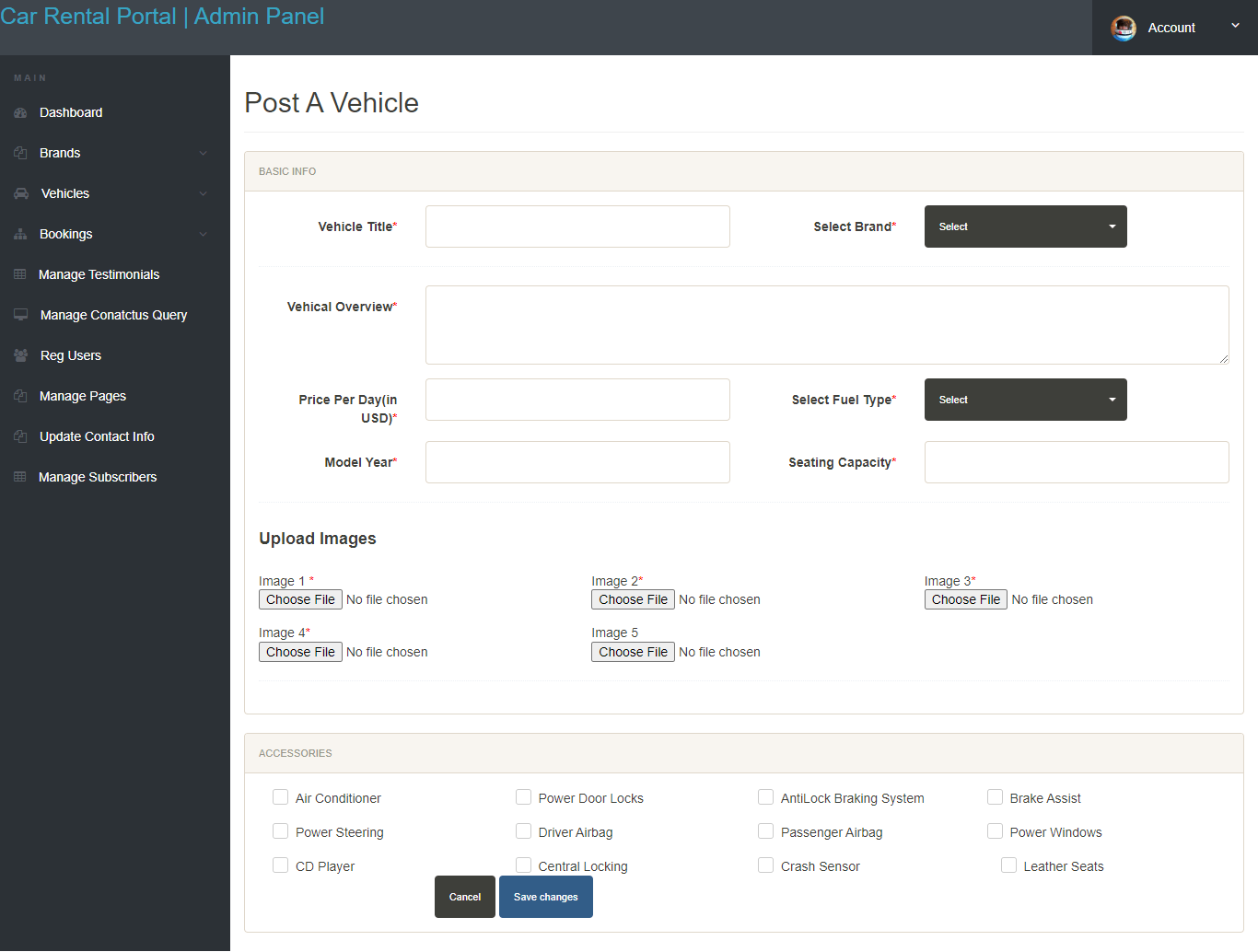 Car Rental Project in PHP and Mysql ,online Car Rental Management System in PHP