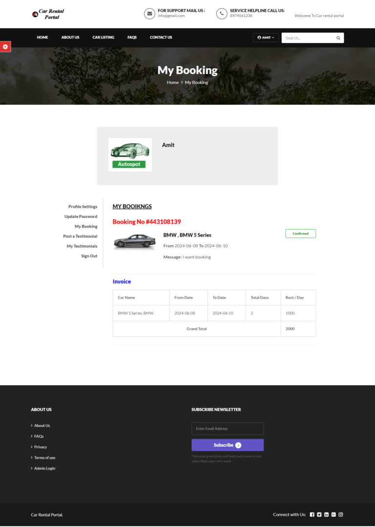 Car Rental Project in PHP and Mysql ,online Car Rental Management System in PHP