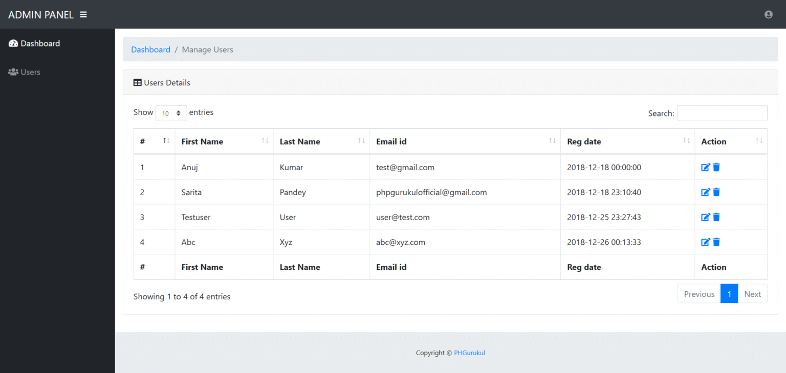 User Management System project in CodeIgniter Download free with source ...