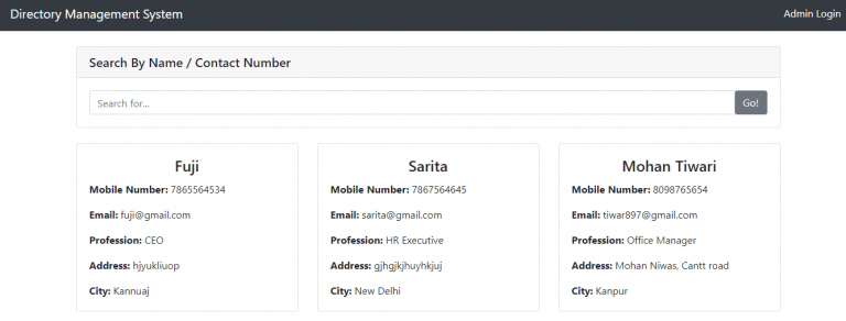 Directory Management System Using PHP and MySQL project with source code