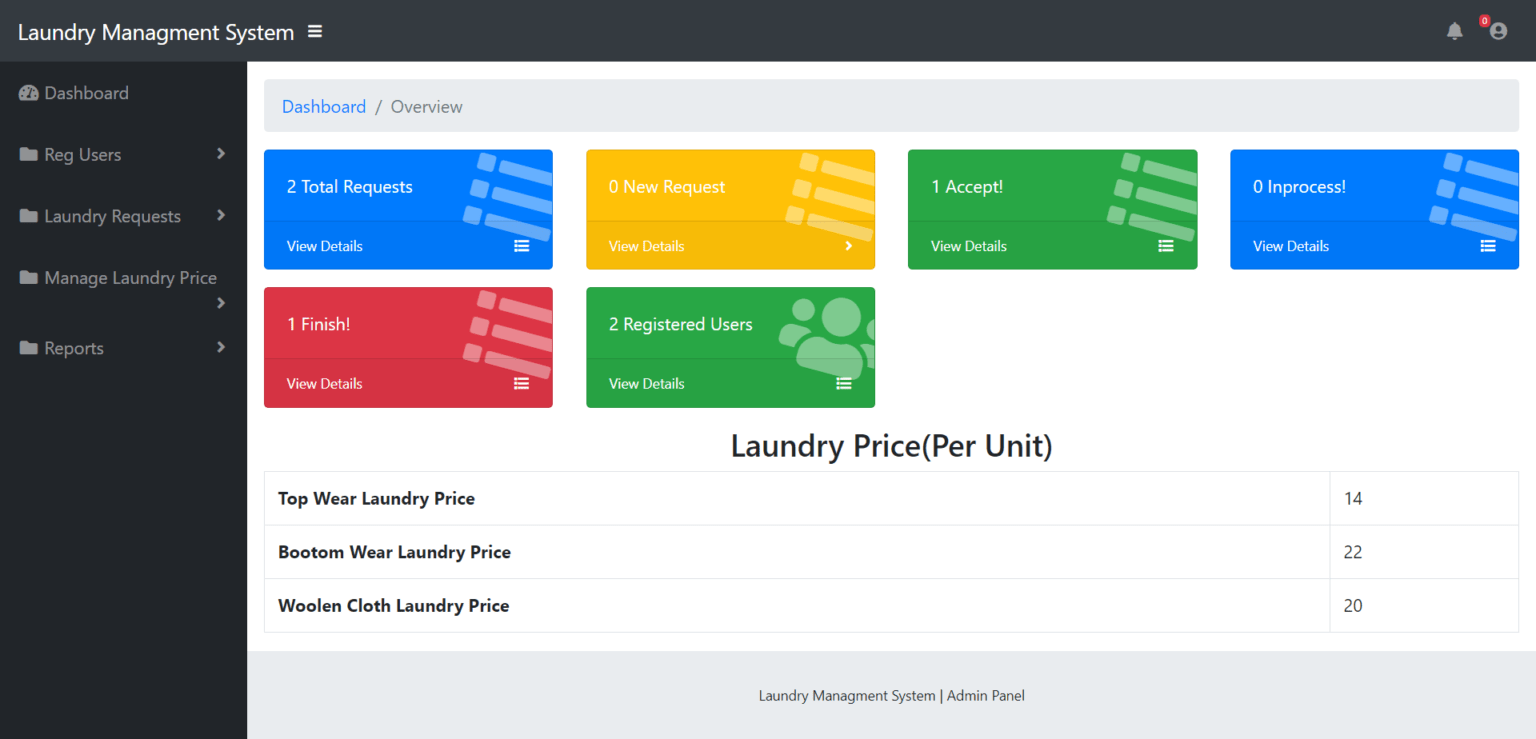 Laundry Management System Using Php And Mysql Laundry Management System Projects