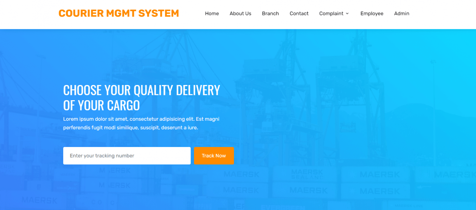 Courier Management System Using PHP and MySQL ,Courier Management Project