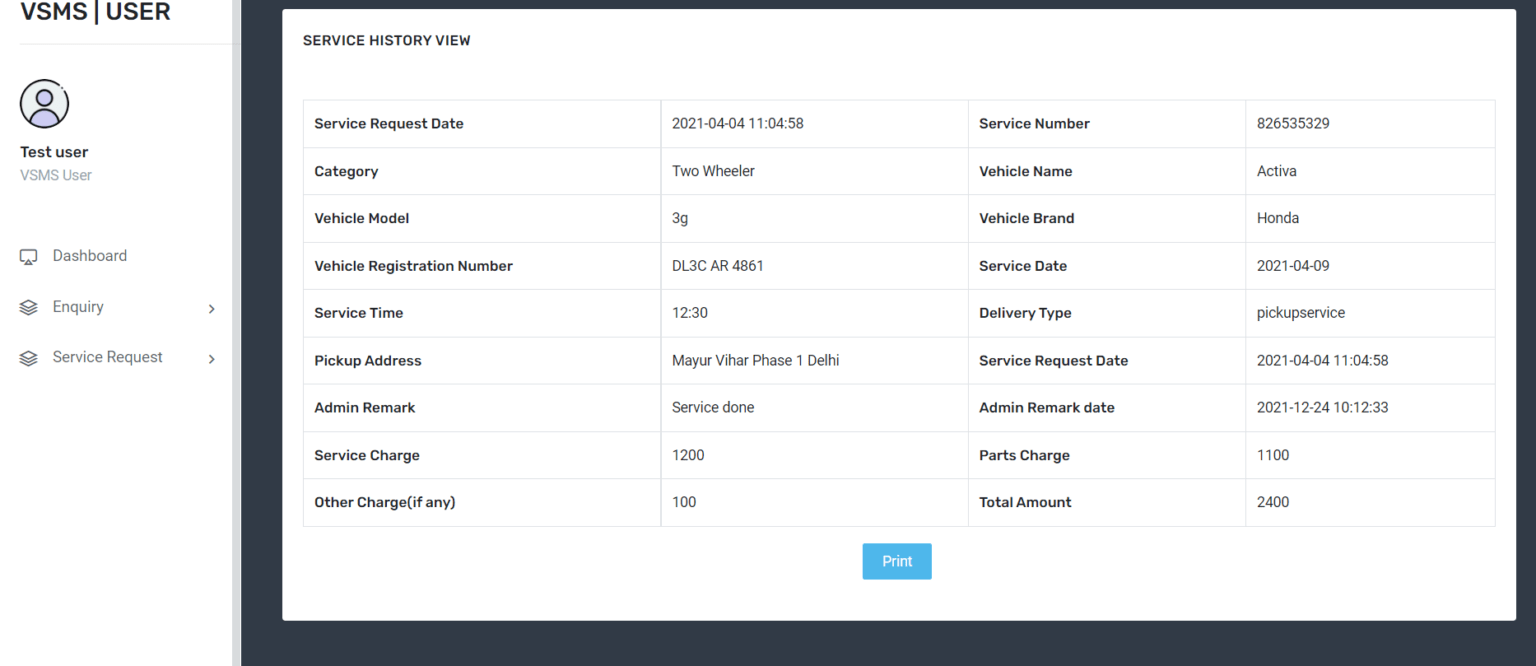 Vehicle Service Management System Using PHP and MySQL Projects Download