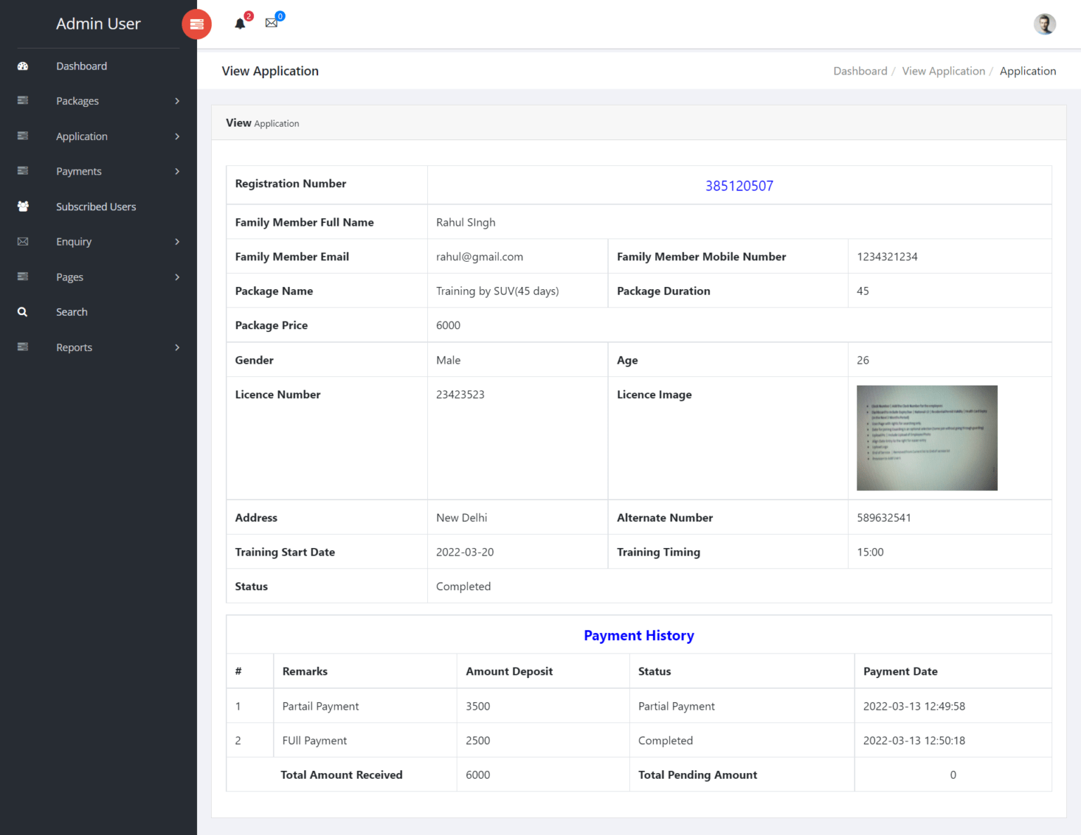 Car Driving School Management System Using PHP and MySQL project -Phpgurukul