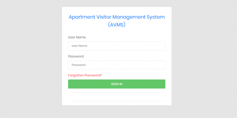 Apartment Visitors Management System using PHP and MySQL project