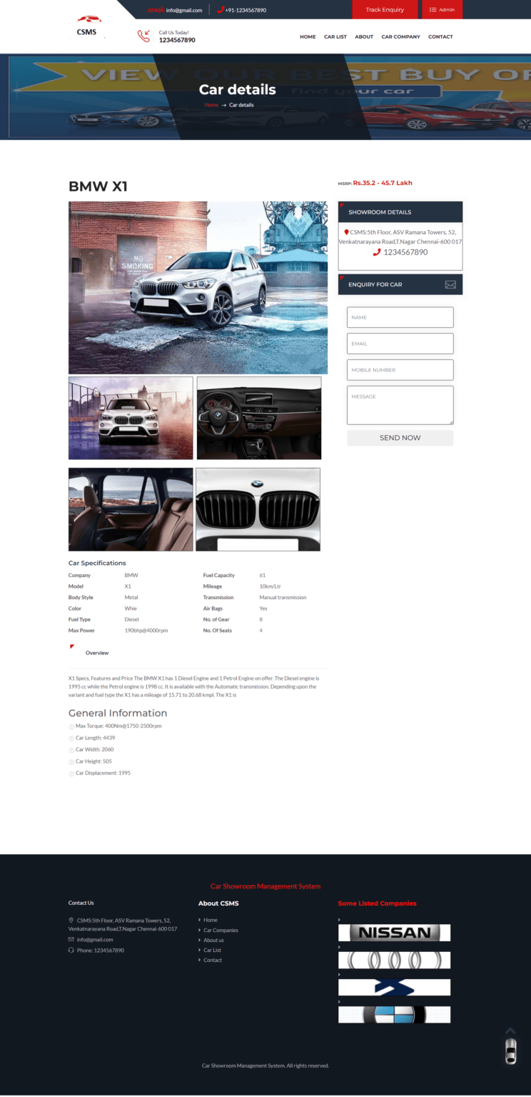 Car Showroom Management System Using PHP and MySQL -PhpGurukul