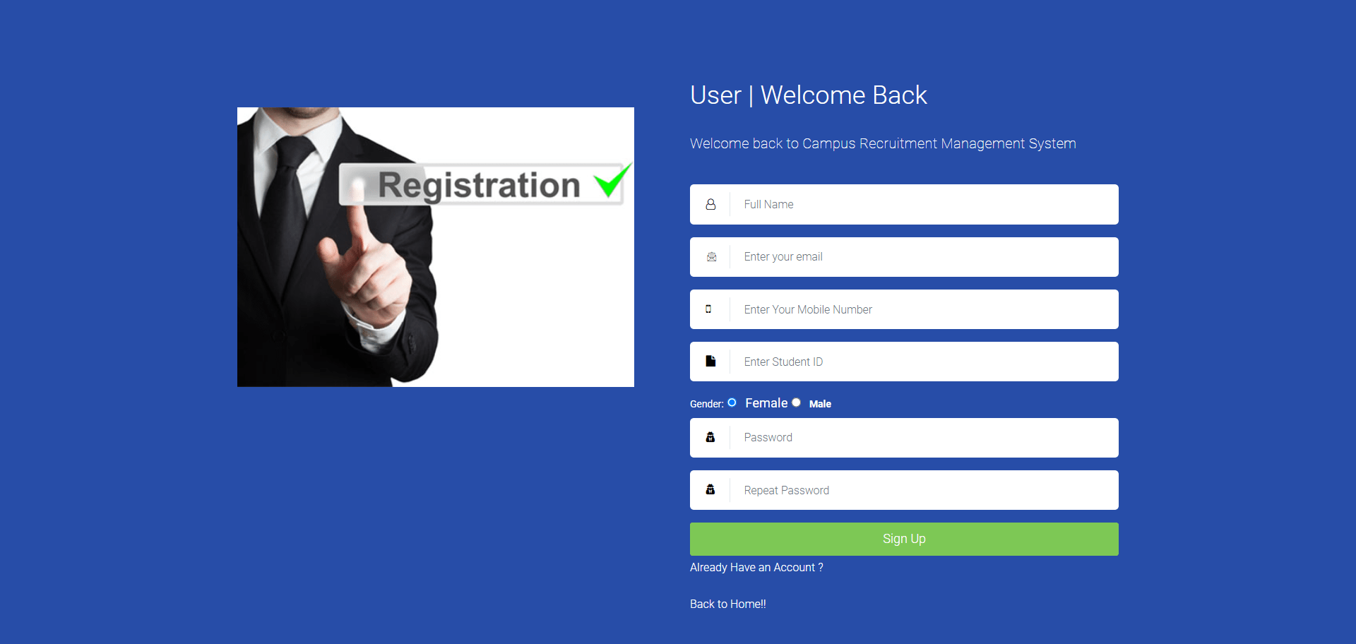 Campus Recruitment Management System Project using PHP and MySQL