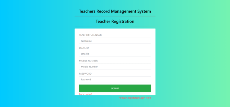 Teachers Record Management System Project using PHP and Mysql- PHPGURUKUL