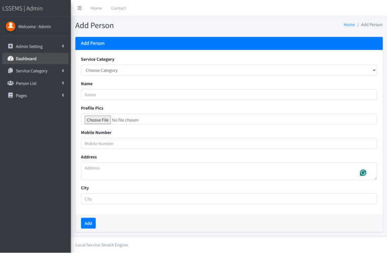 Local Services Search Engine Management System Project using PHP & Mysql