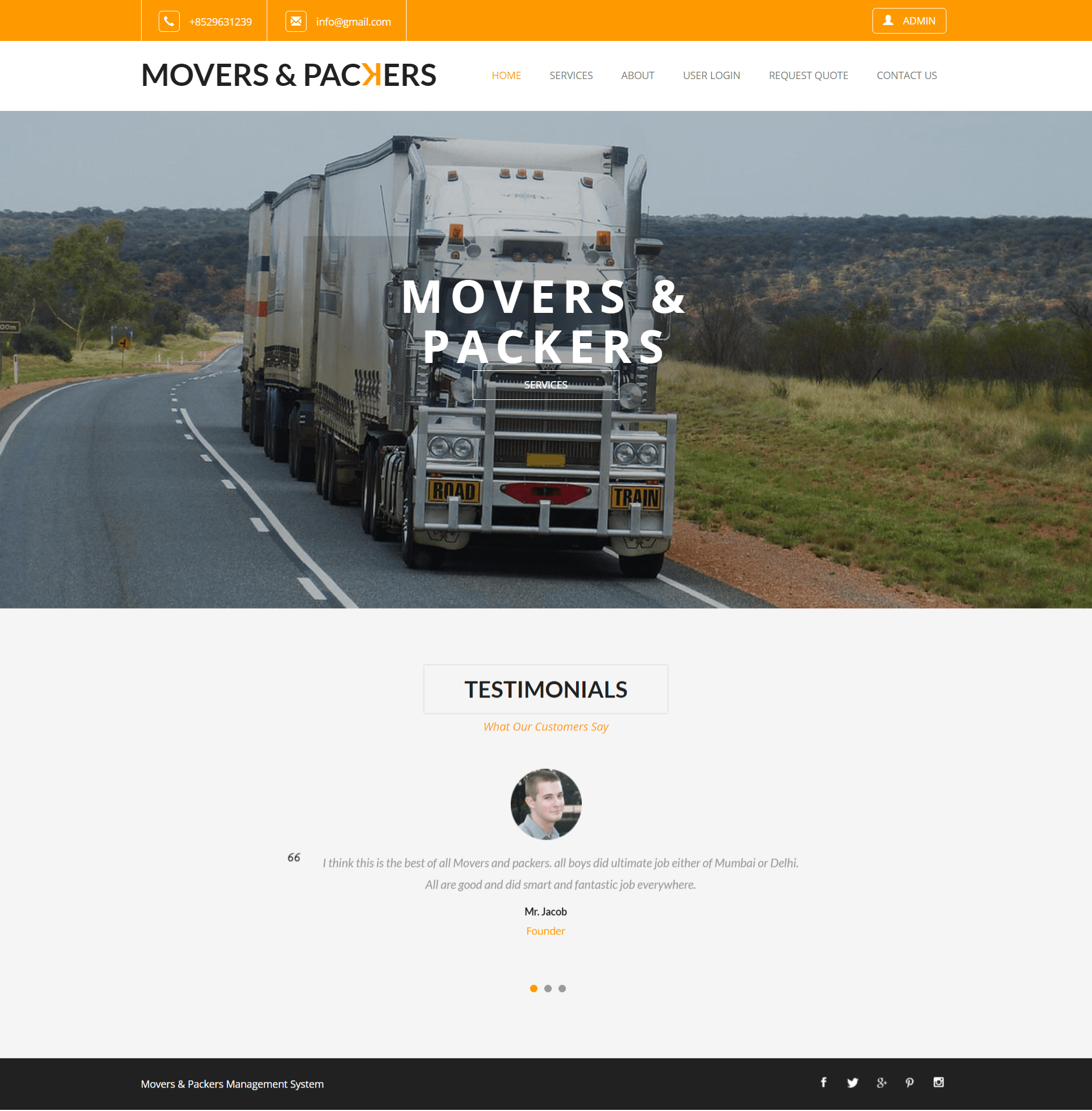 Movers and Packers Management System using PHP and MySQL