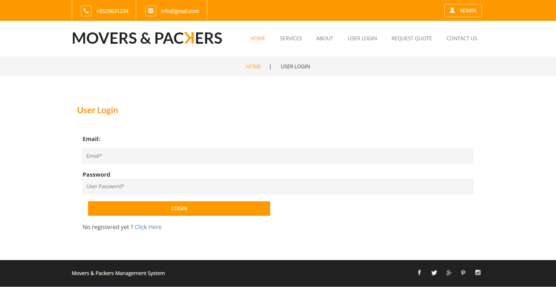 Movers and Packers Management System using PHP and MySQL