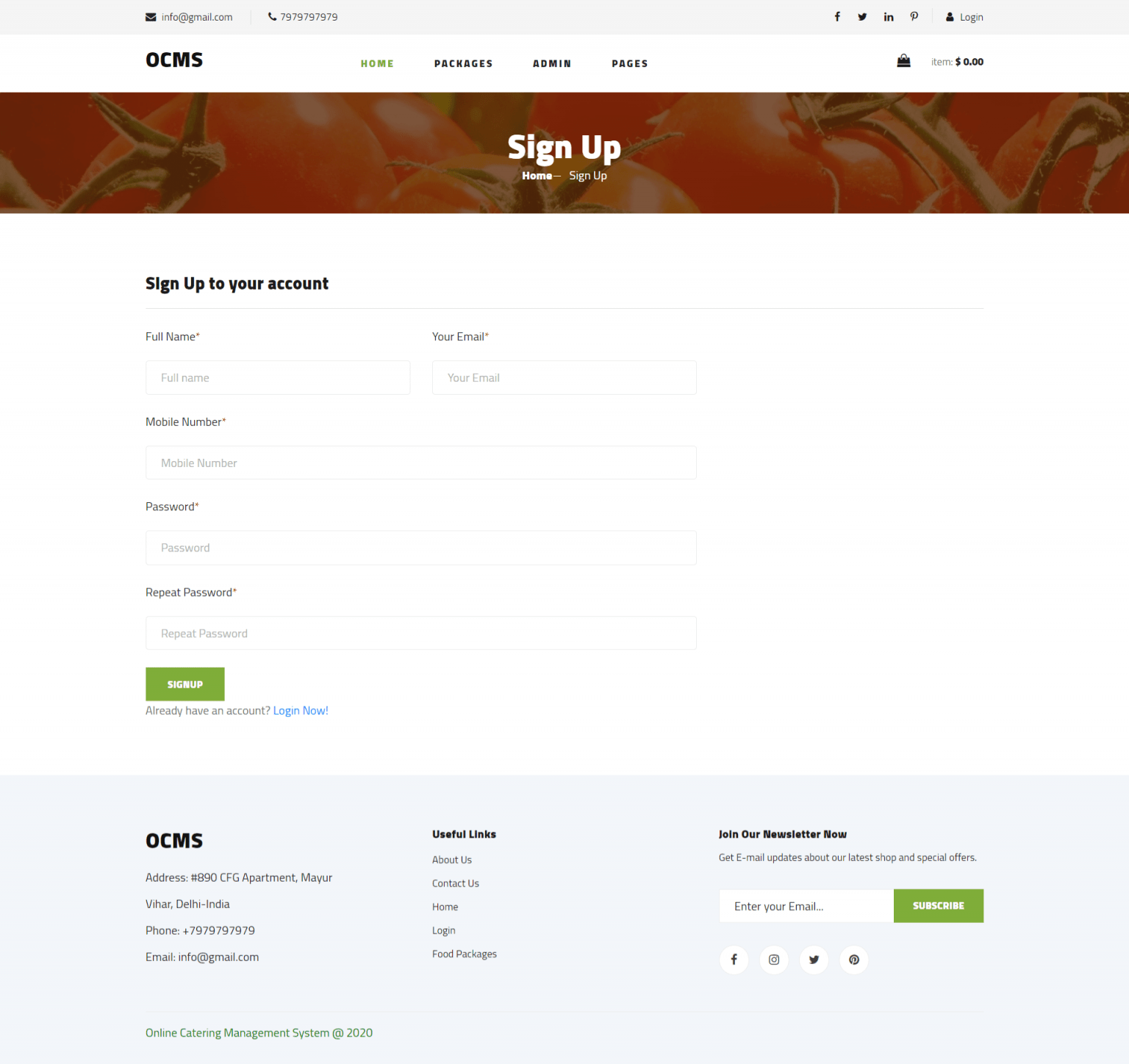 Online Catering Management System Using PHP and MySQL | Online Catering ...