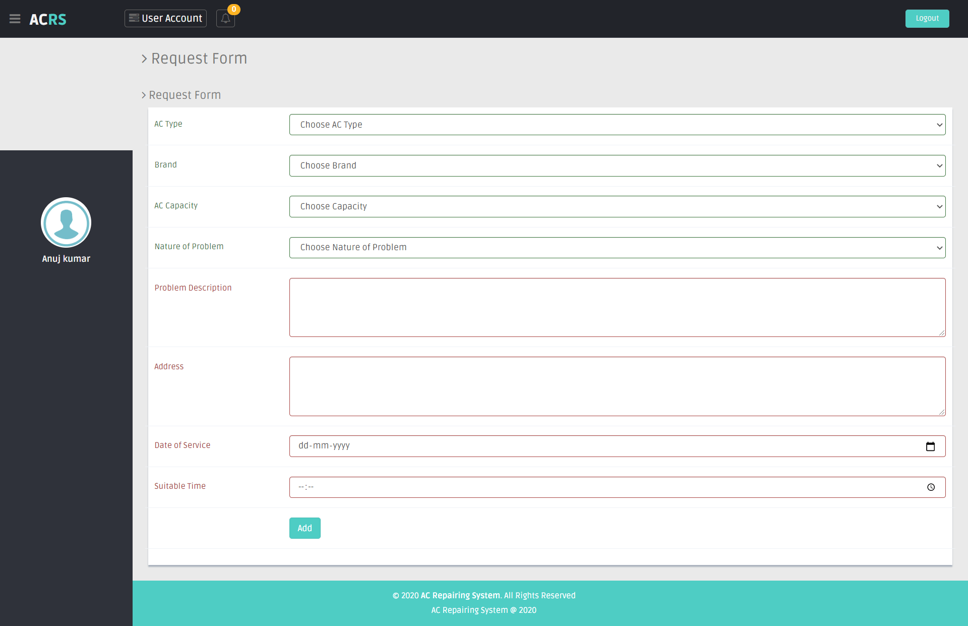 AC Repairing System Using PHP and MySQL| AC Repairing System Project