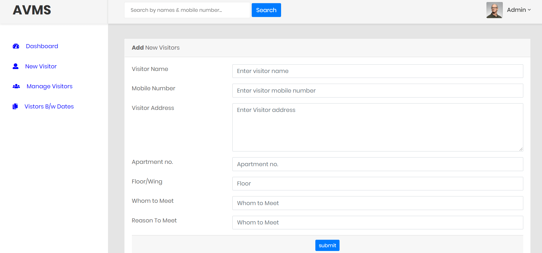 Apartment Visitors Management System Developed using CodeIgniter ...