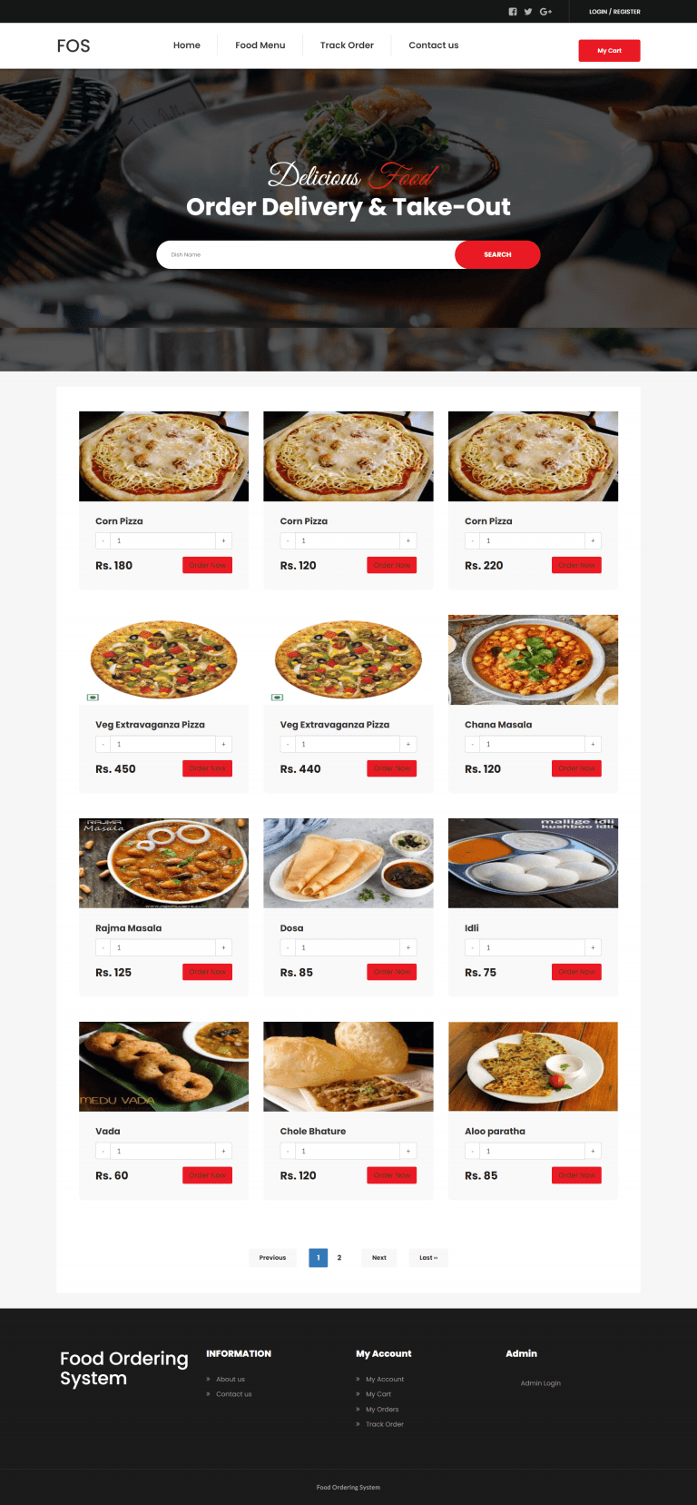 Online Food Ordering System project PHP and MYSQL Download -Phpgurukul