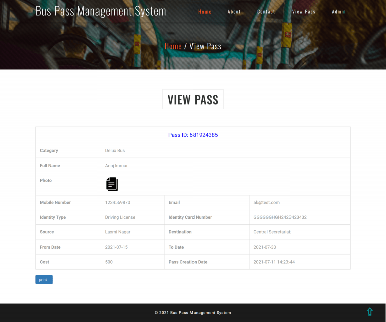 Bus Pass Management System in Php | Bus Pass Management Project Using PHP