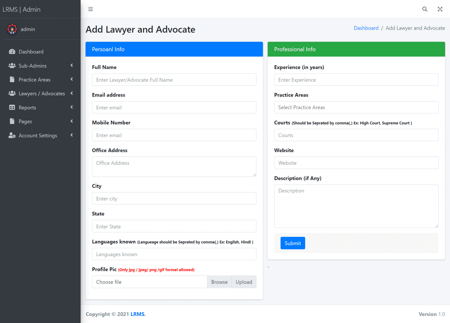 Lawyers Record Management System in PHP, Online Lawyers Record ...