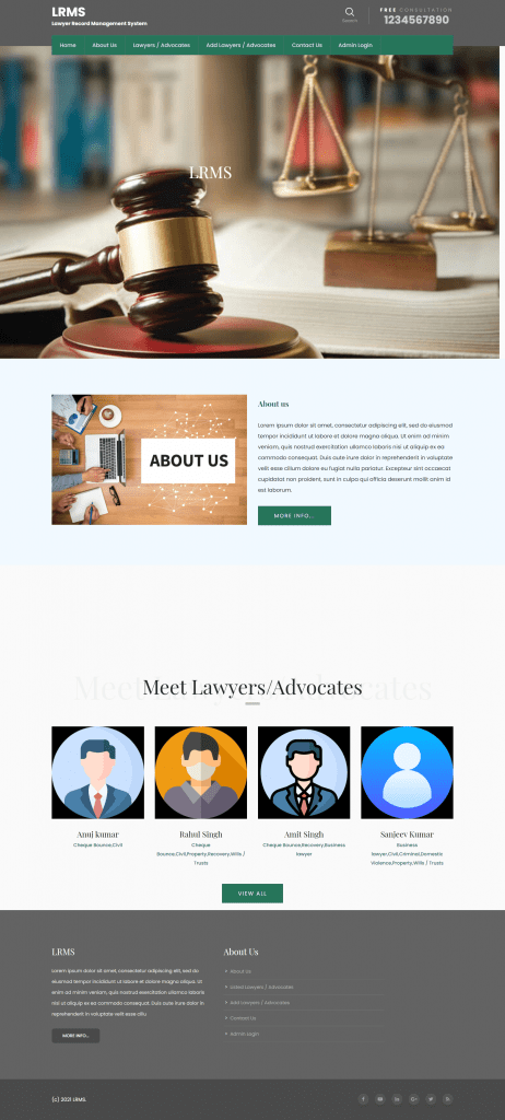 Lawyers Record Management System in PHP, Online Lawyers Record Management Project