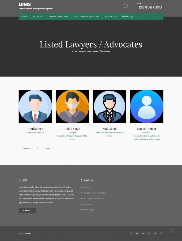 Lawyers Record Management System in PHP, Online Lawyers Record ...