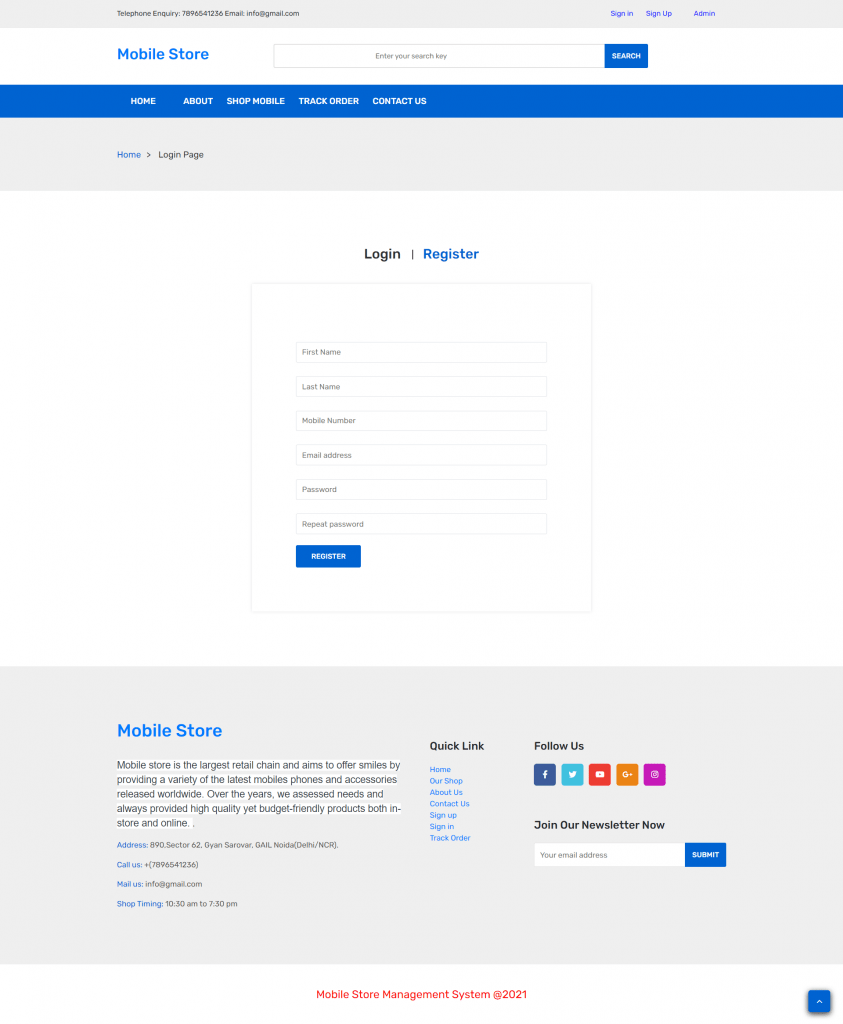 Mobile Store Management System project in PHP | Online Mobile Store Management System project