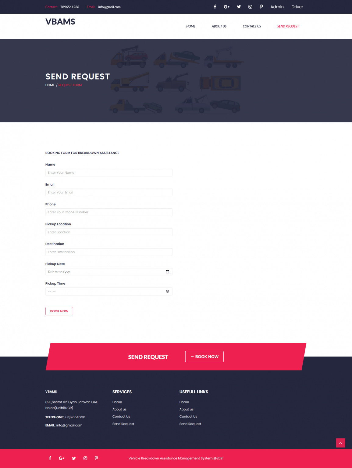 Vehicle Breakdown Assistance Management System Project Using PHP