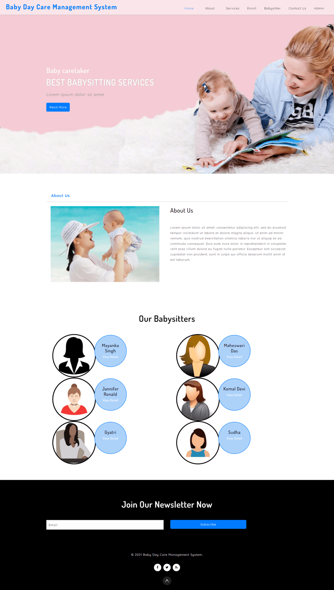 Baby Daycare Management System using PHP | Baby Daycare Management Project
