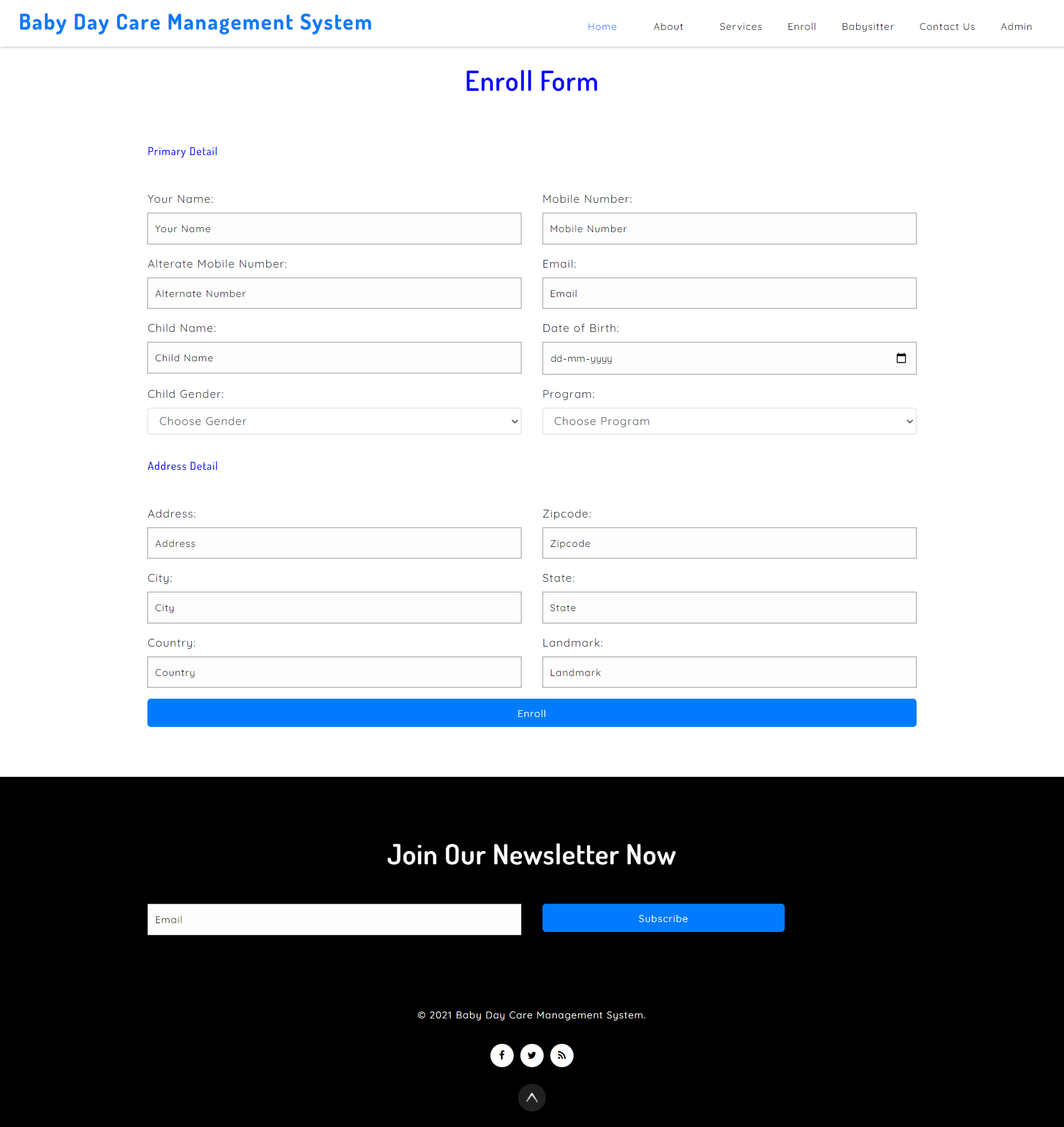 Baby Daycare Management System using PHP | Baby Daycare Management Project