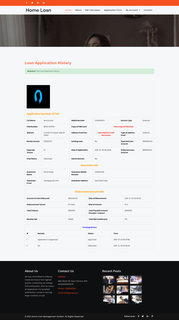 Home Loan Management System in PHP | Home Loan Management Project