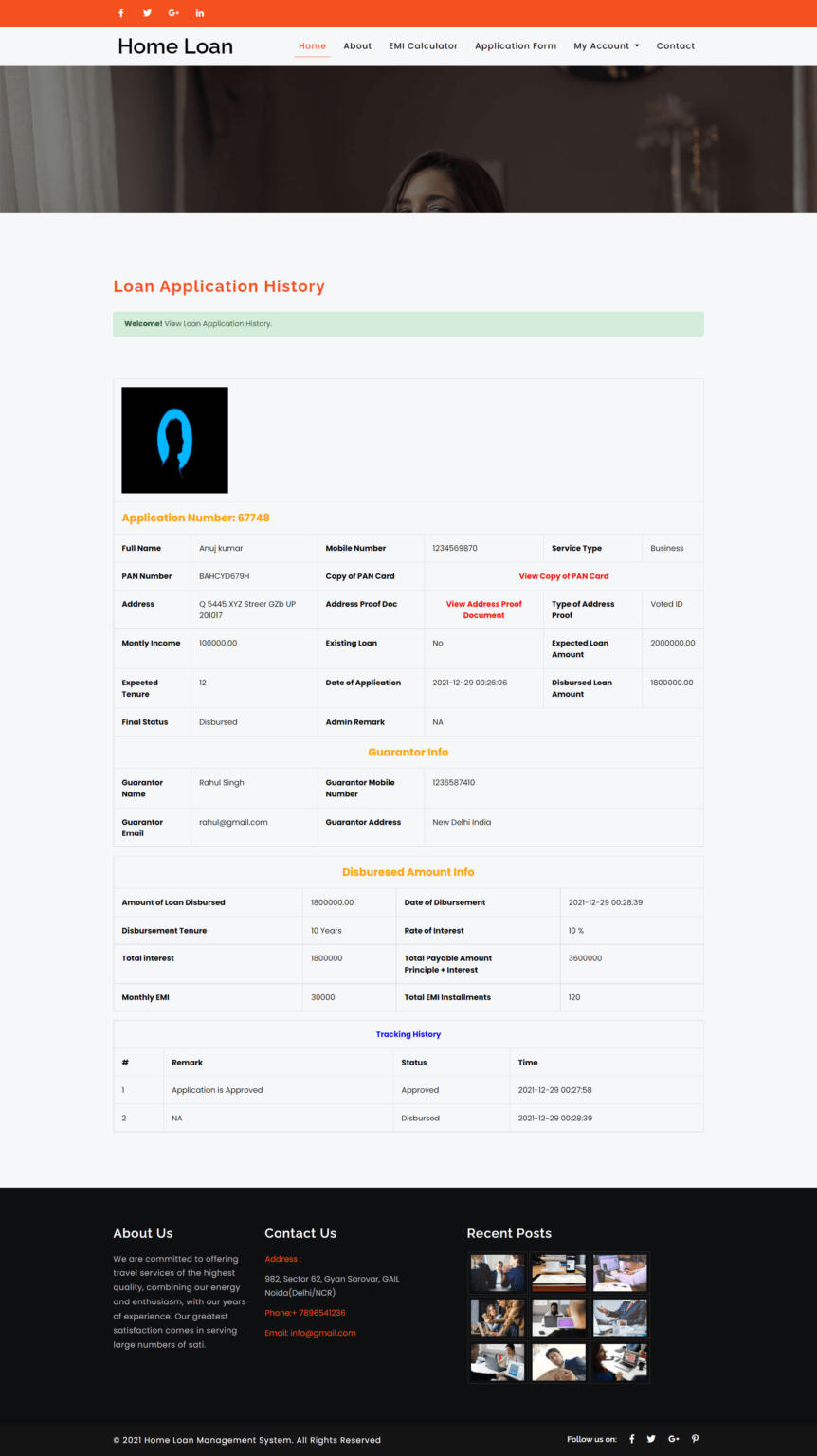 Home Loan Management System in PHP | Home Loan Management Project