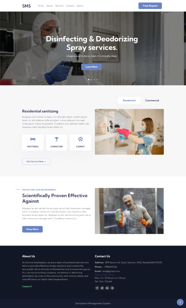 Sanitization Management System | Sanitization Management Project in PHP