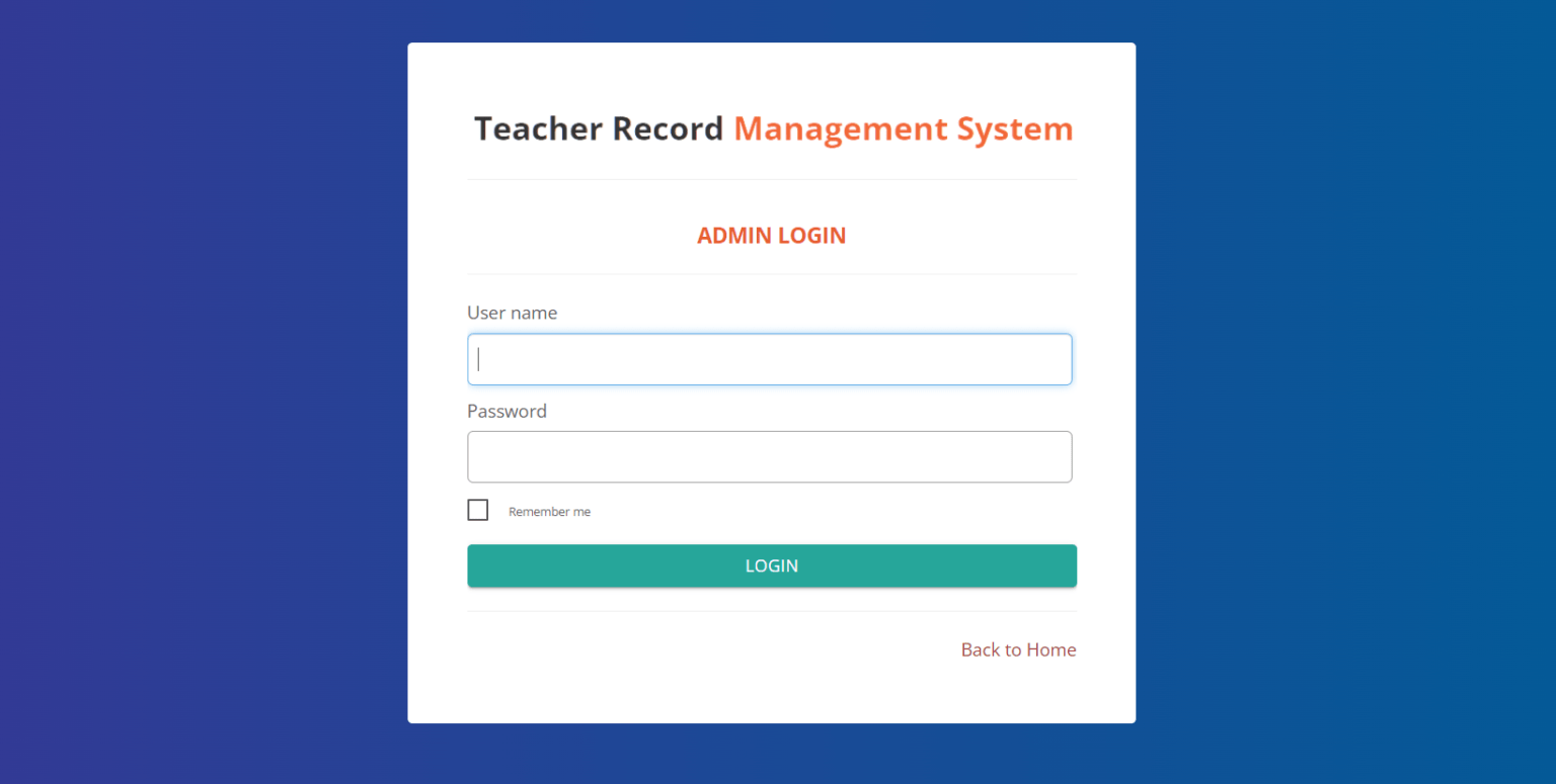 Teachers Record Management System using C# and SQL Server - PHPGurukul