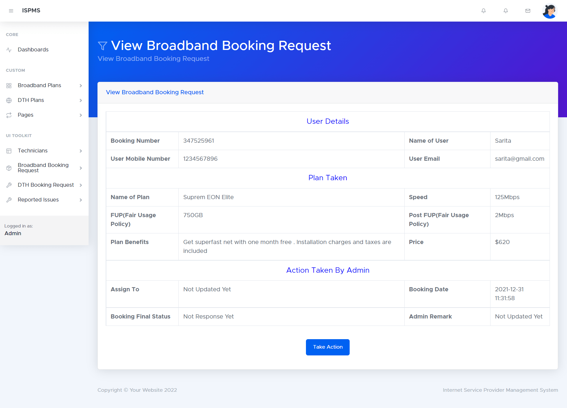 Internet Service Provider Management Project in PHP | Internet Service Provider Management System