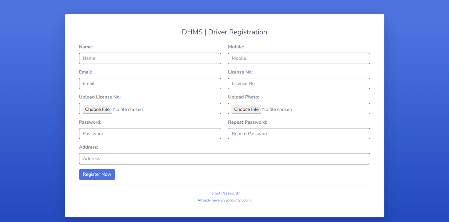 Driver Hiring Management System in PHP | Driver Hiring Management Project