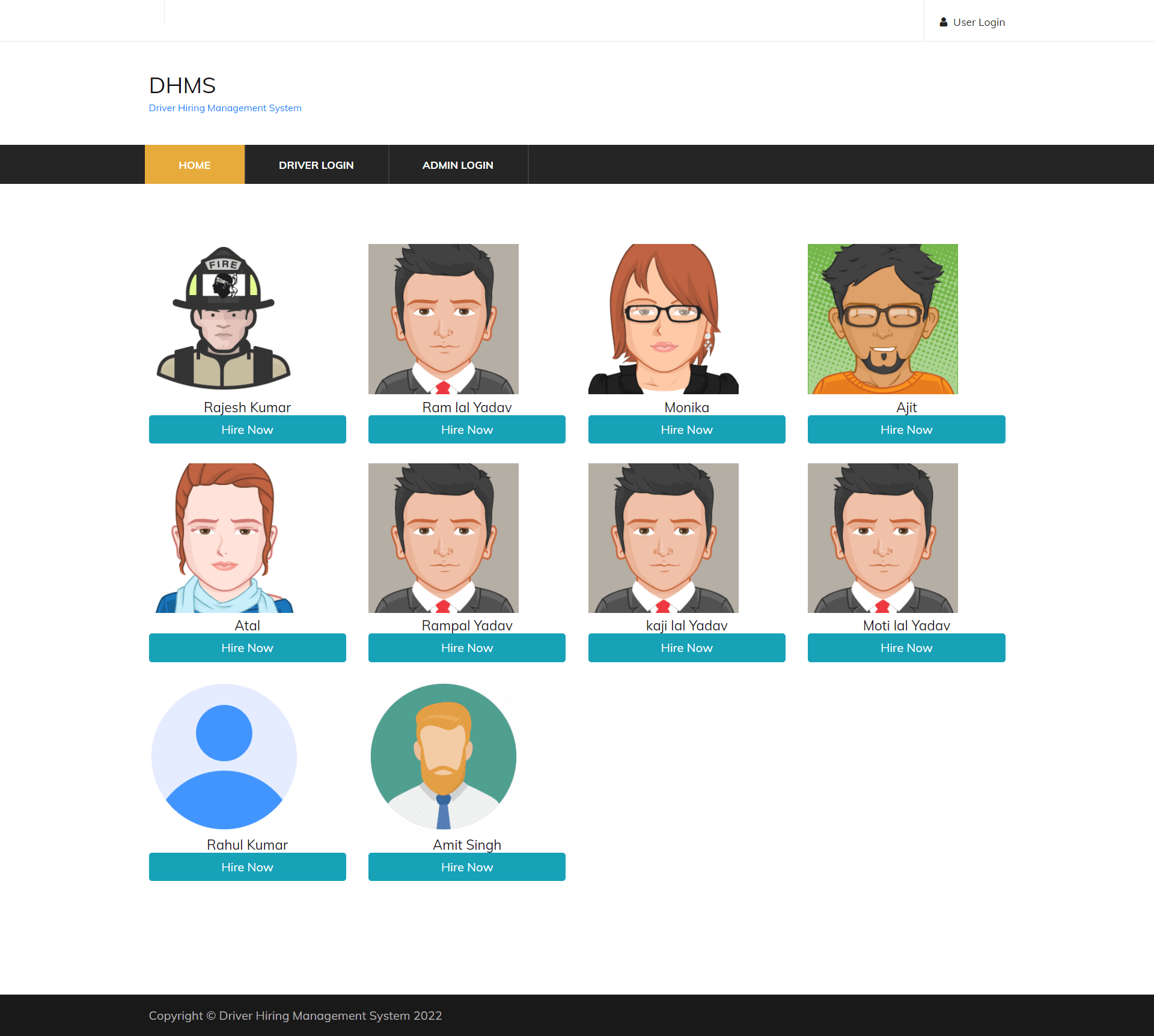 Driver Hiring Management System in PHP | Driver Hiring Management Project