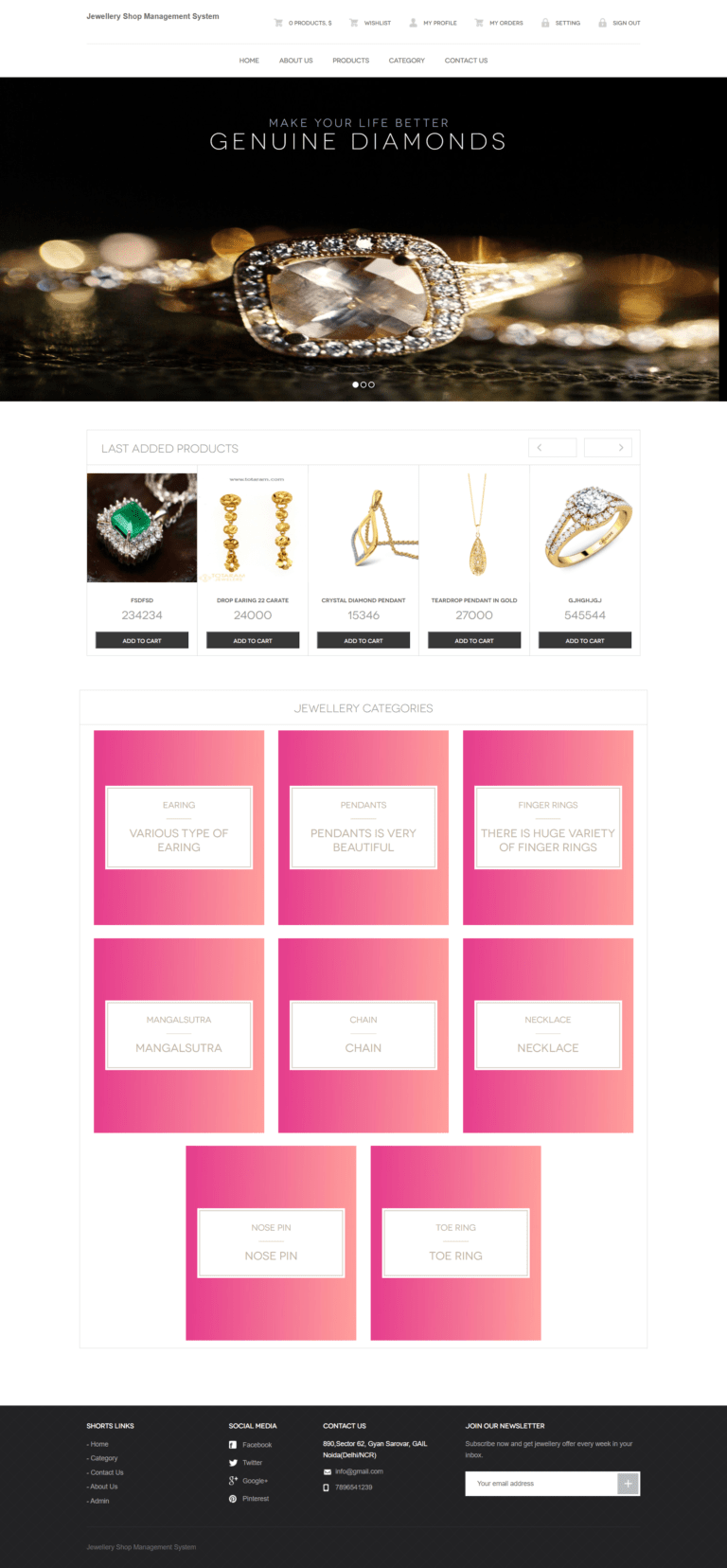 Jewelry Shop Management System in PHP | Jewelry Shop Management in PHP