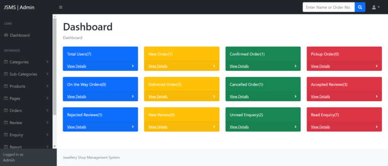 Jewelry Shop Management System in PHP | Jewelry Shop Management in PHP
