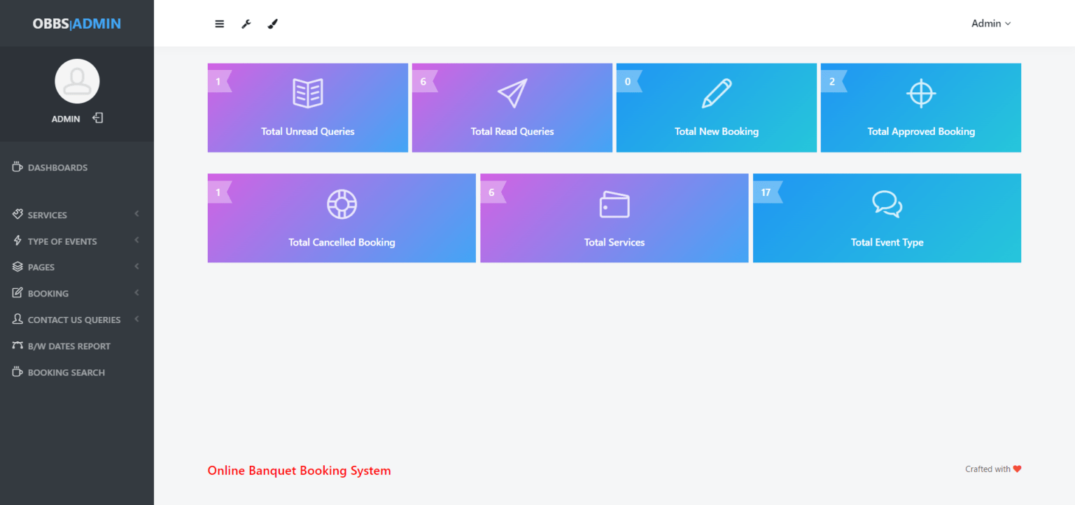 Online Banquet Booking System using PHP and MySQL - PHPGurukul