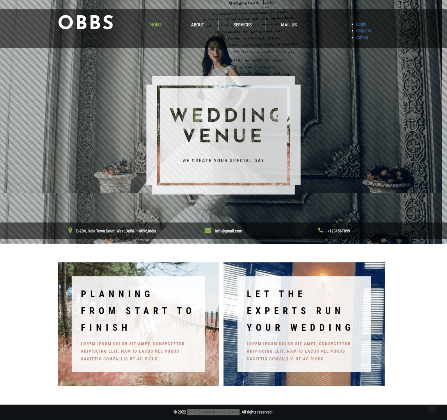 Online Banquet Booking System using PHP and MySQL - PHPGurukul