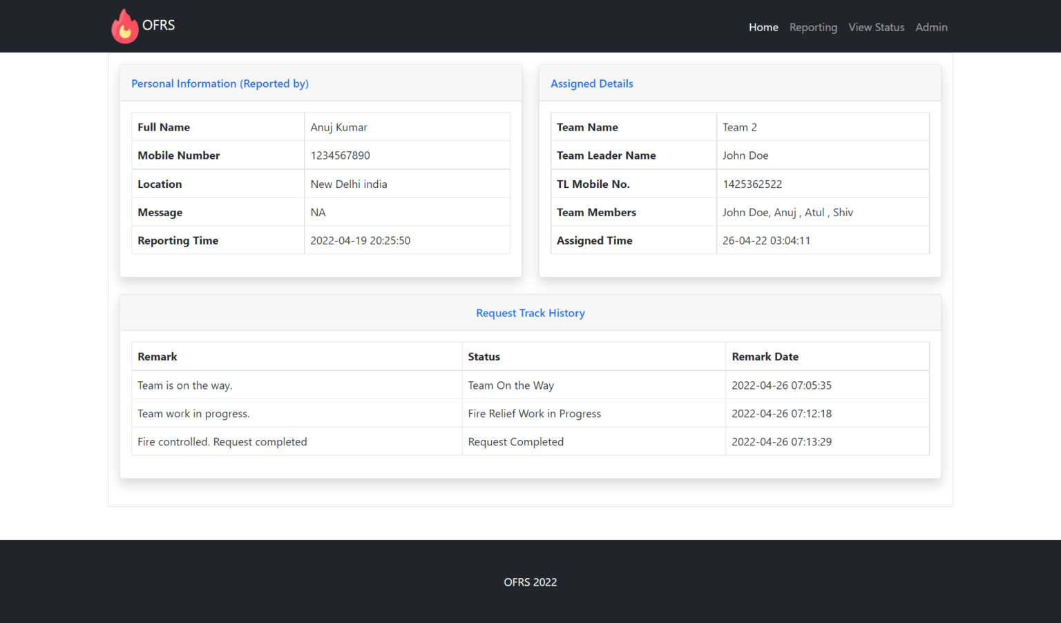 Online Fire Reporting System Project in PHP- PHPGurukul