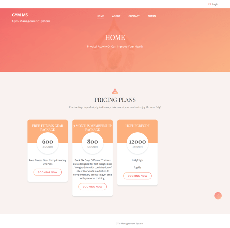 GYM Management System Project in PHP | online GYM Management System in PHP