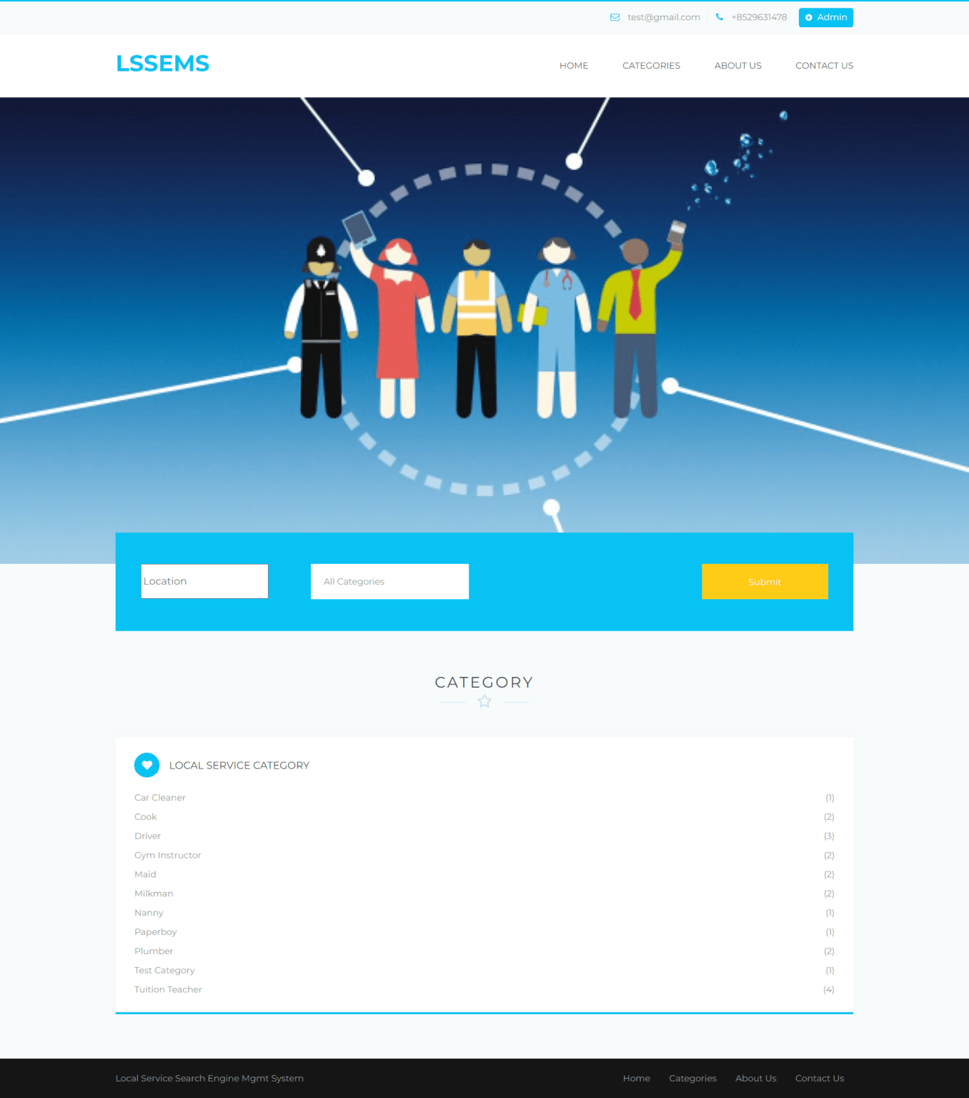 Local Services Search Engine Management System Project using PHP & Mysql