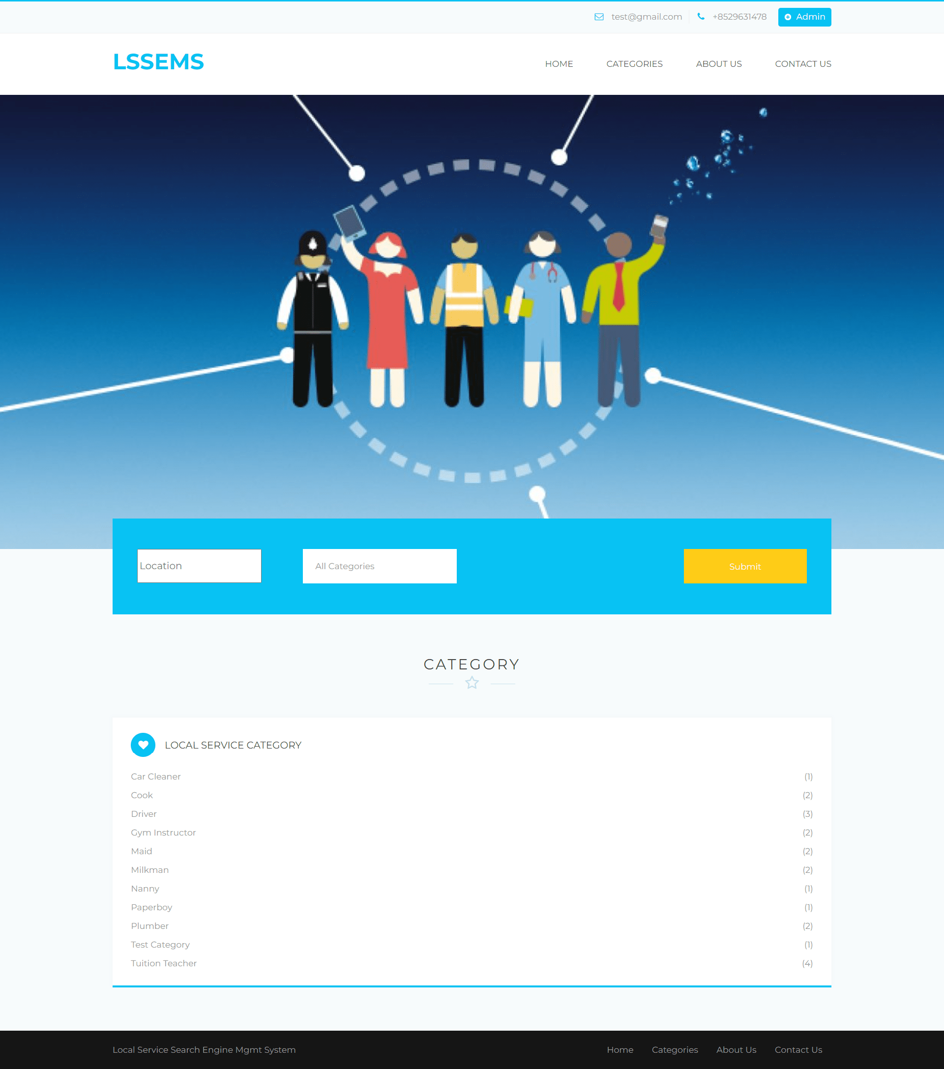 Local Services Search Engine Management System Project using PHP & Mysql